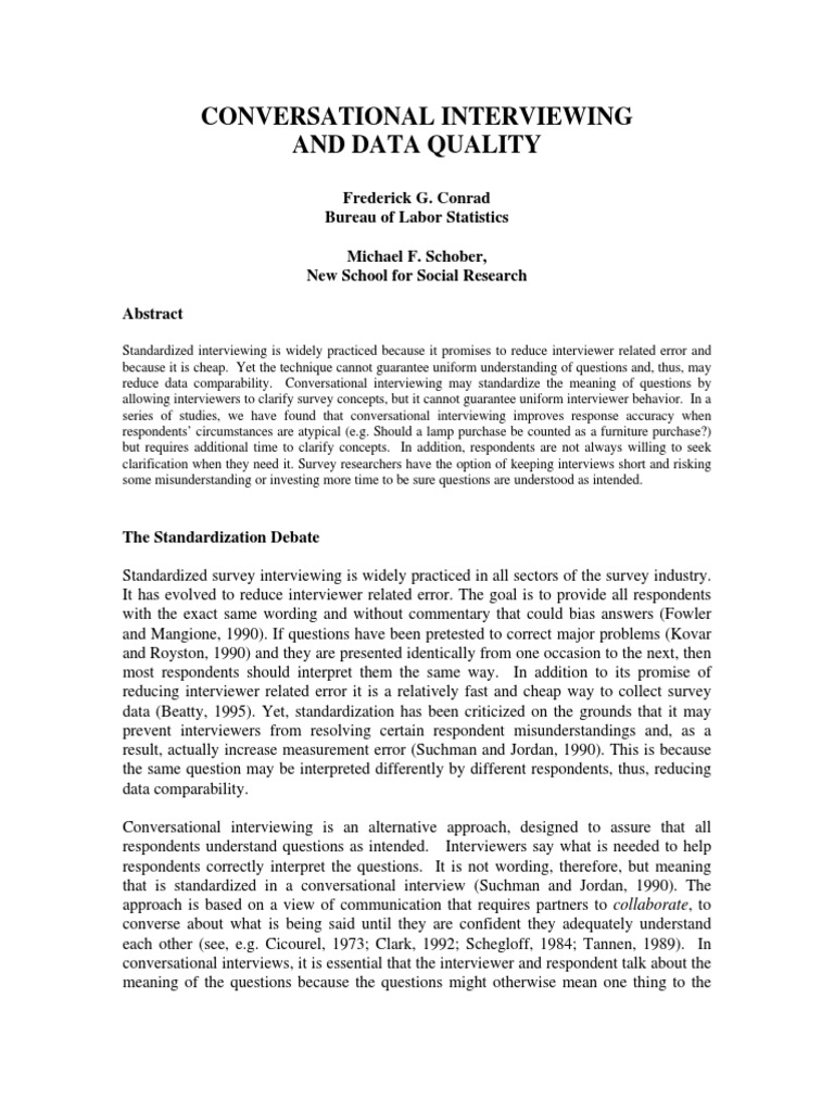 Conversational Interviewing | PDF | Survey Methodology | Accuracy And ...
