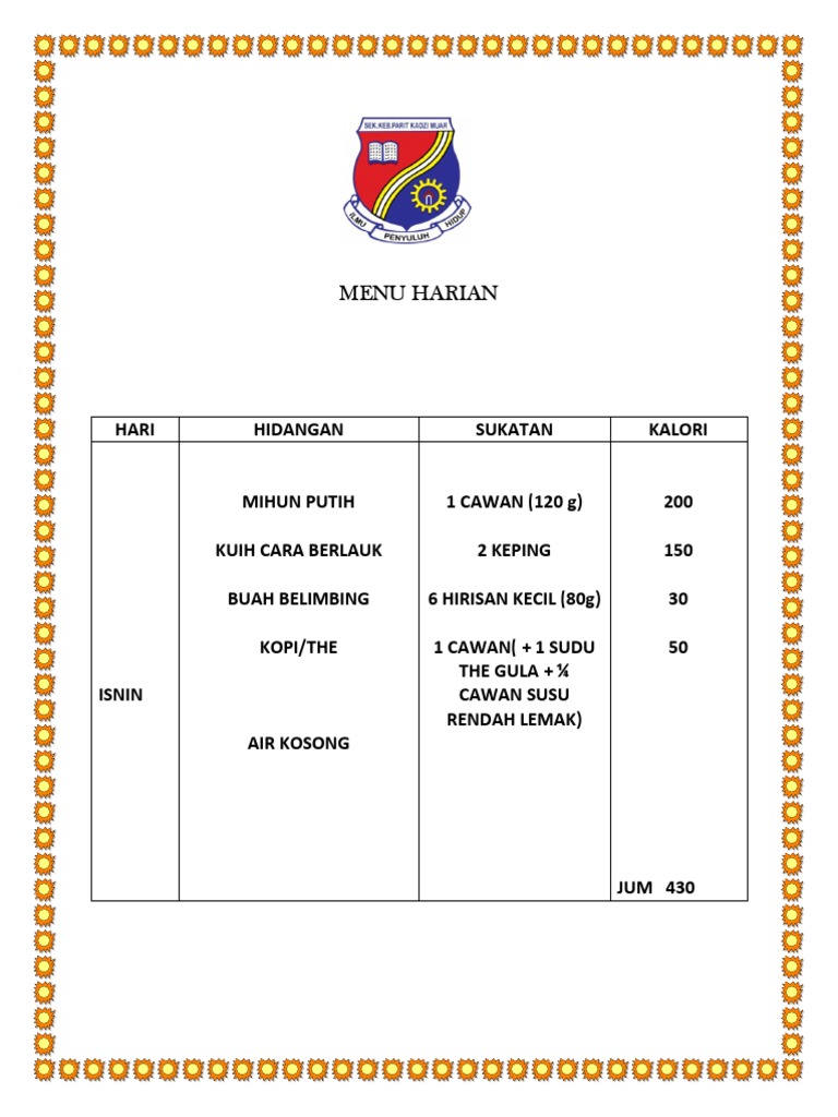 Menu Harian Kantin | PDF