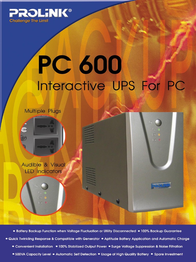 Spesifikasi UPS Prolink PC600 | PDF