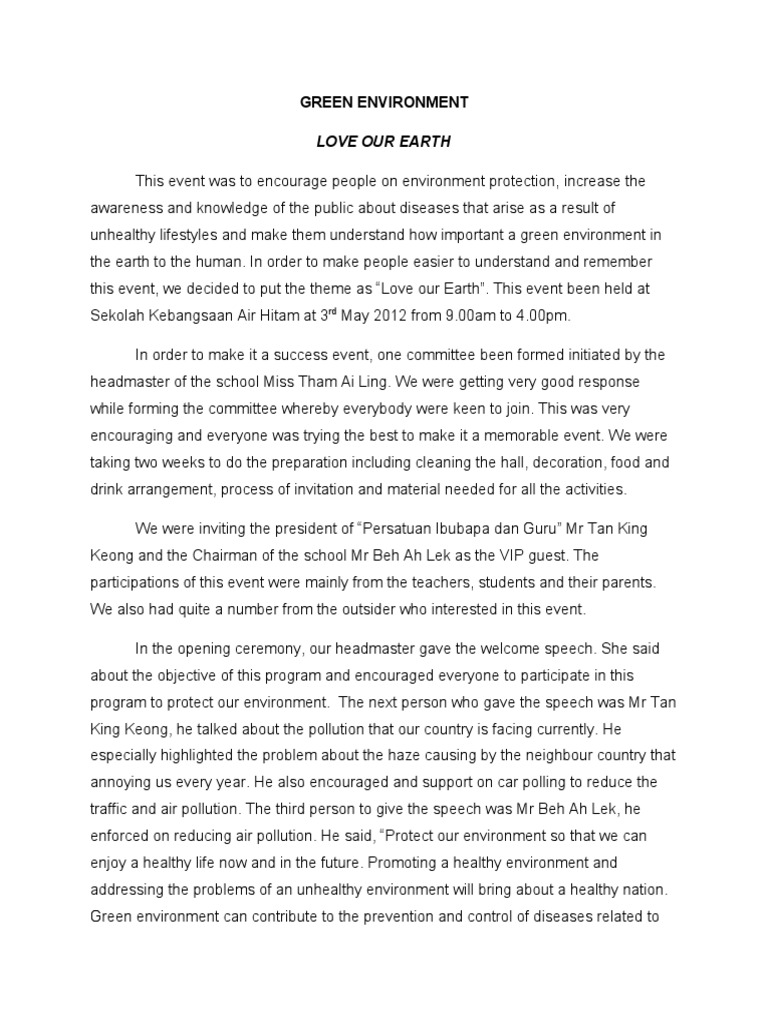 Green Environment: Love Our Earth | PDF | Wellness | Medical