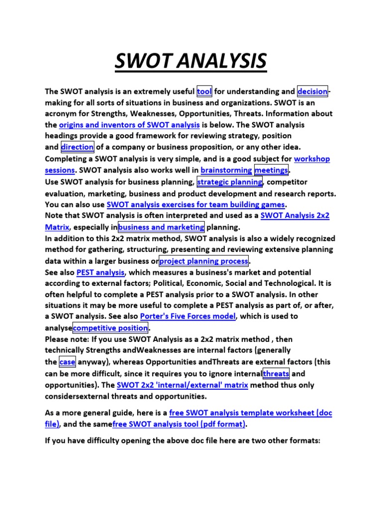 Swot Analysis | Download Free PDF | Swot Analysis | Business