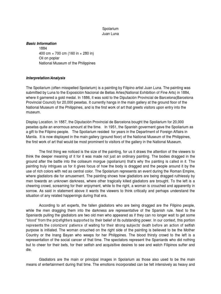 Spolarium by Juan Luna | PDF | Paintings | Arts (General)