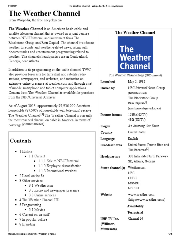The Weather Channel - Wikipedia, The Free Encyclopedia | PDF ...