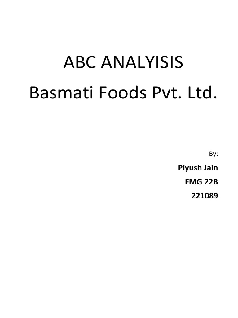 ABC Analysis - Report | PDF | Inventory | Production And Manufacturing