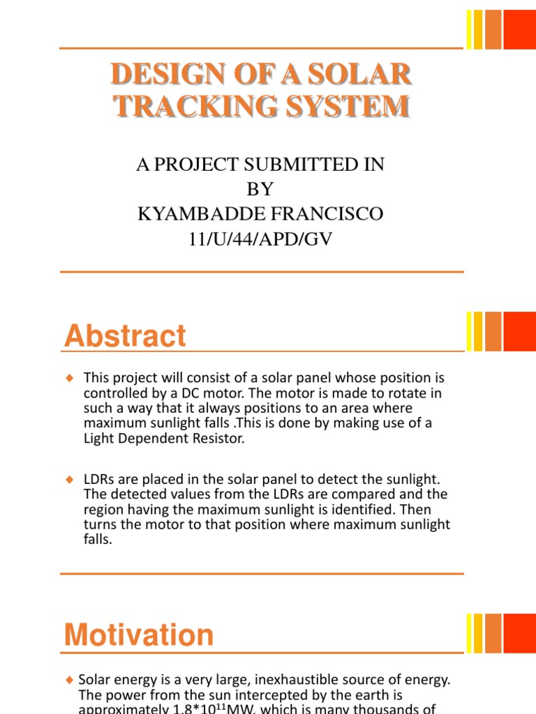 Design of A Solar Tracking System | PDF | Solar Energy | Solar Panel