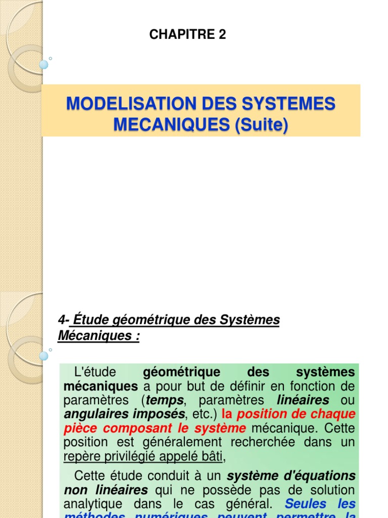 Ch2-Modelisation Des Systemes Mecaniques (Suite) | PDF | Algèbre ...