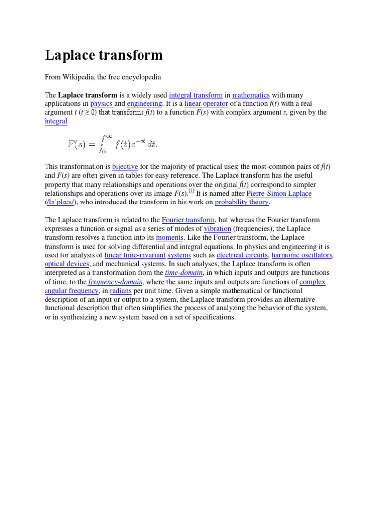 Laplace Transform: Time-Domain Frequency-Domain | PDF | Science & Mathematics