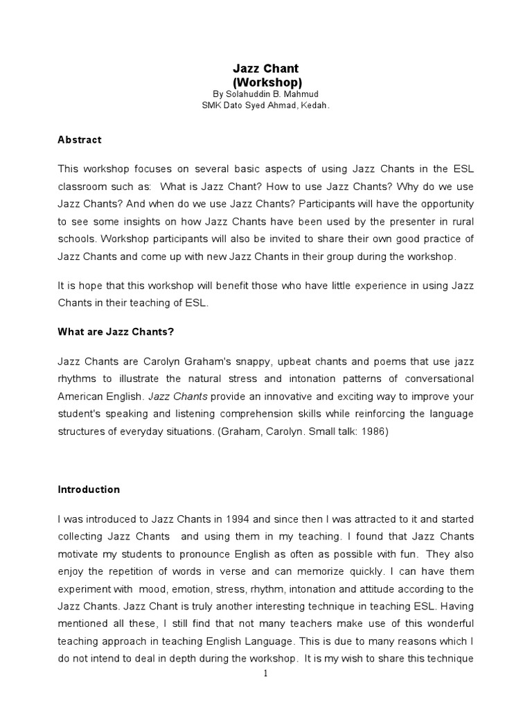 Jazz Chants Exercises | PDF