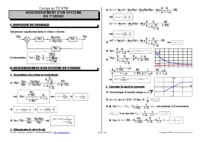 Td06 Asservissement Ordre1 Corrige