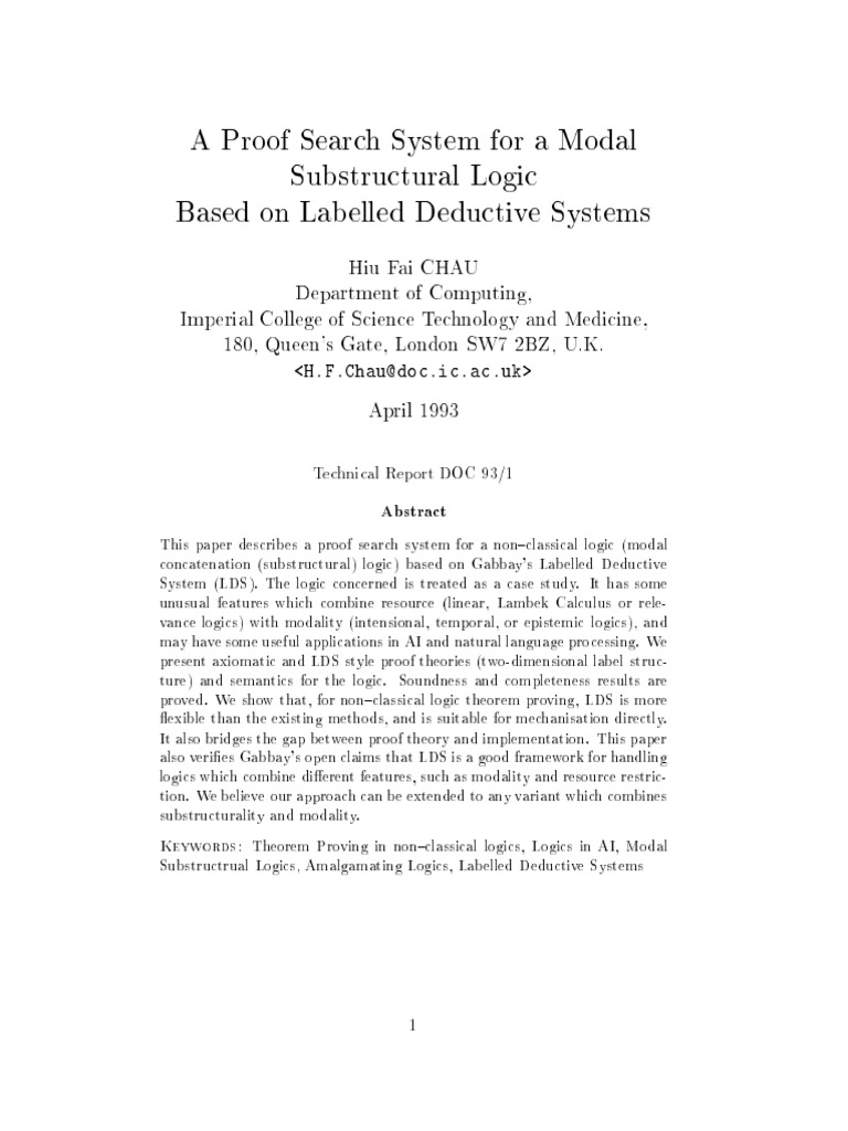 A Proof Search System For A Modal Substructural Logic Based On Labelled ...