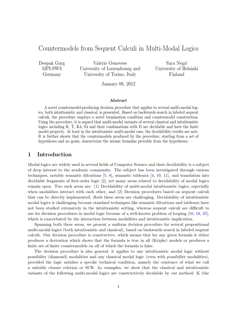 Countermodels From Sequent Calculi in Multi-Modal Logics | PDF | Modal Logic | Metaphilosophy