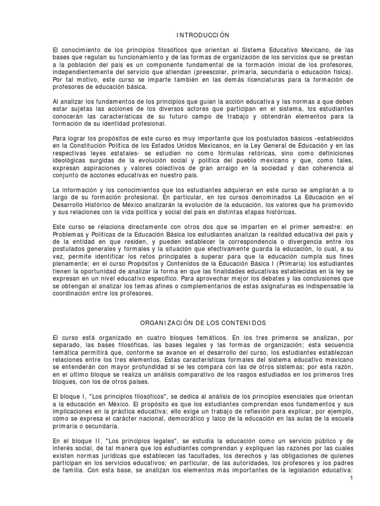 BASES FILOSÓFICAS LEGALES Y ORGANIZATIVAS DEL SISTEMA EDUCATIVO ...