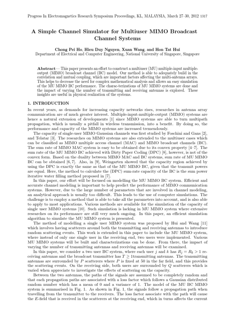 A Simple Channel Simulator For Multiuser MIMO Broadcast Channel Systems ...