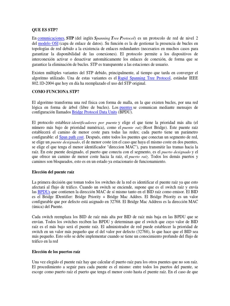 Que Es STP | PDF | Estándares de telecomunicaciones | Estándares de red