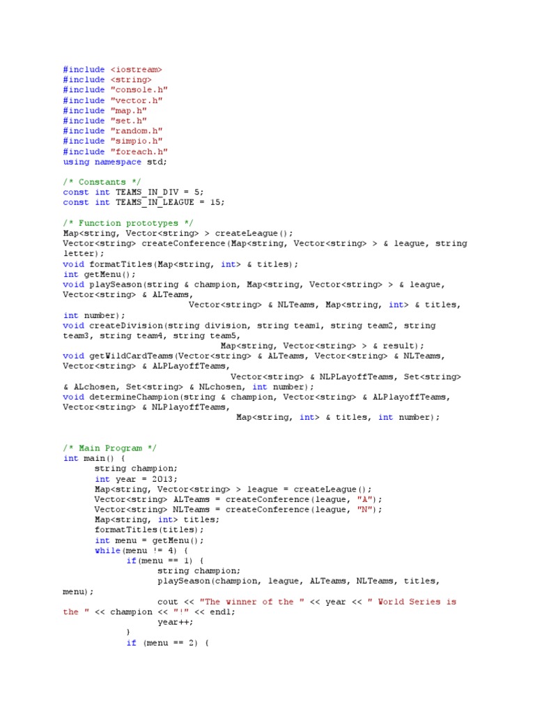 Baseball Simulator in C++ | PDF | Baseball Leagues | Professional ...
