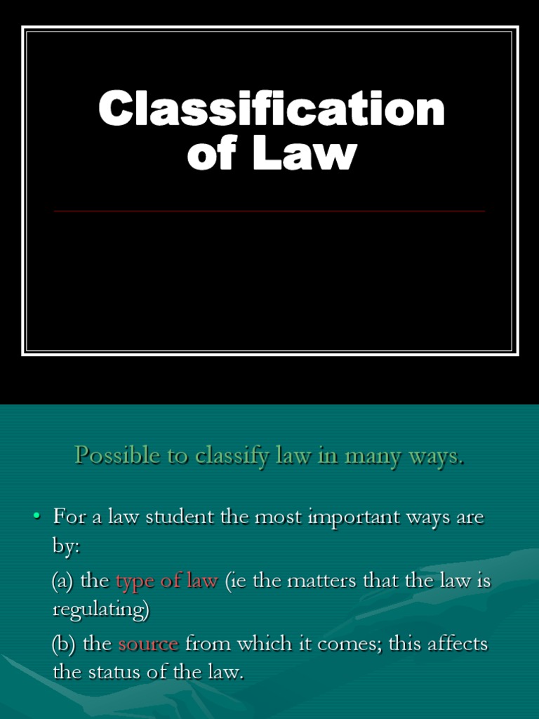 Classification of Law Types and Sources | PDF | Equity (Law) | Common Law