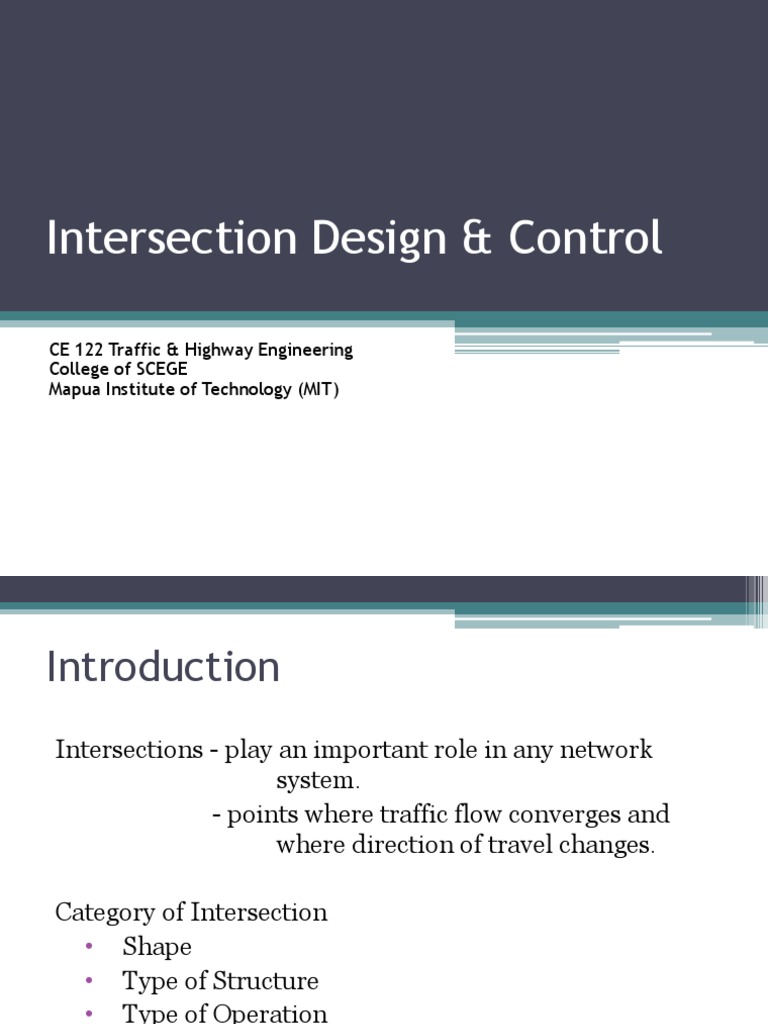 06 CE 122 Intersection Design & Analysis | PDF | Traffic | Intersection ...