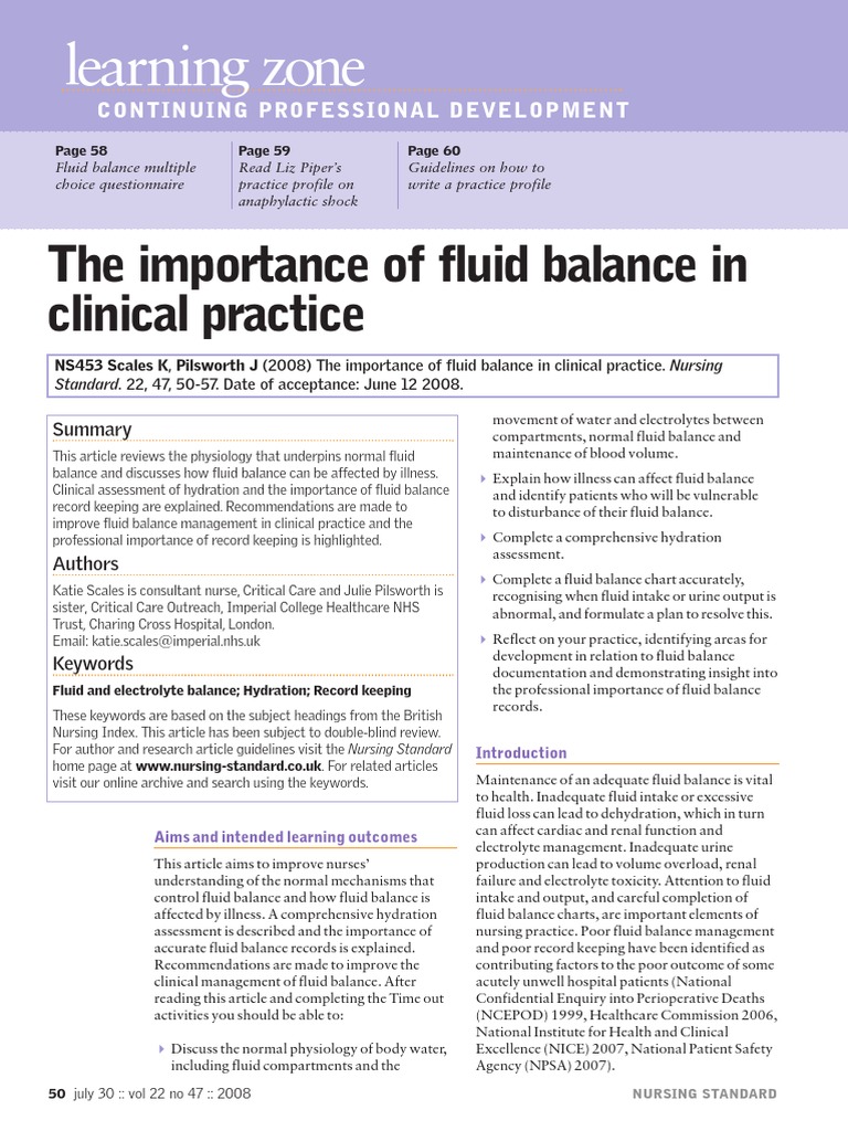 Fluid Balance in Nursing Practice | PDF | Dehydration | Electrolyte