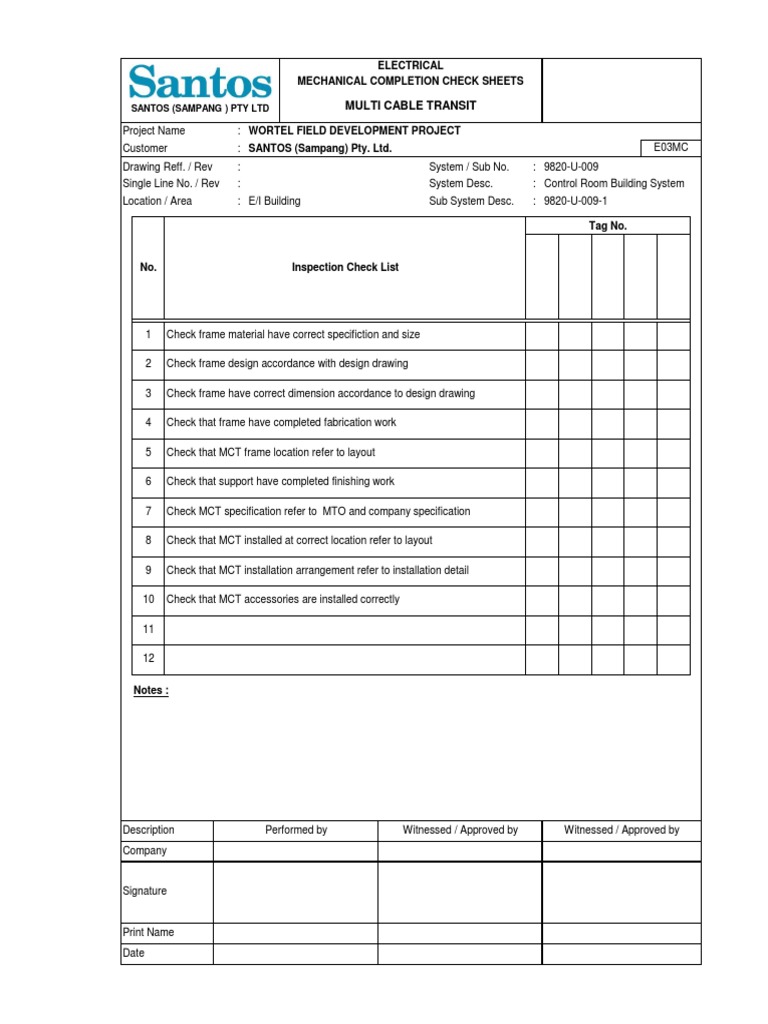 Check List MCT | PDF | Specification (Technical Standard) | Production ...