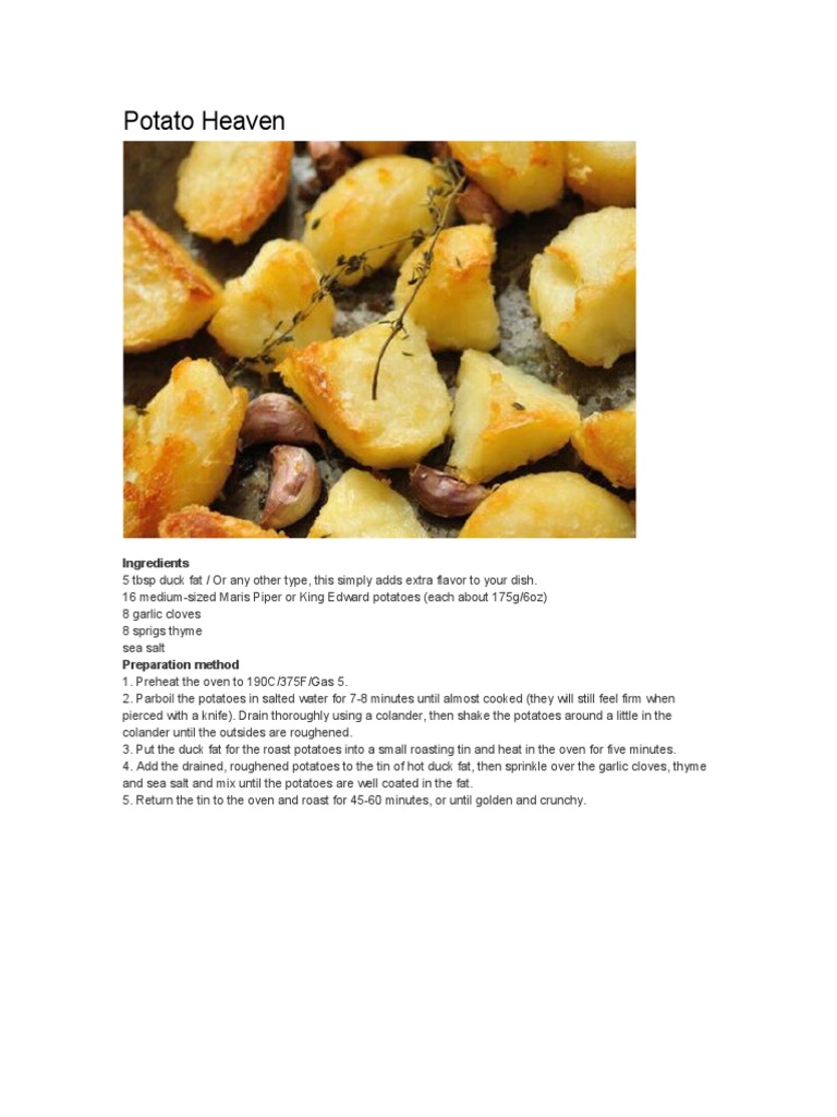 Potato Heaven | PDF | Cooking, Food & Wine