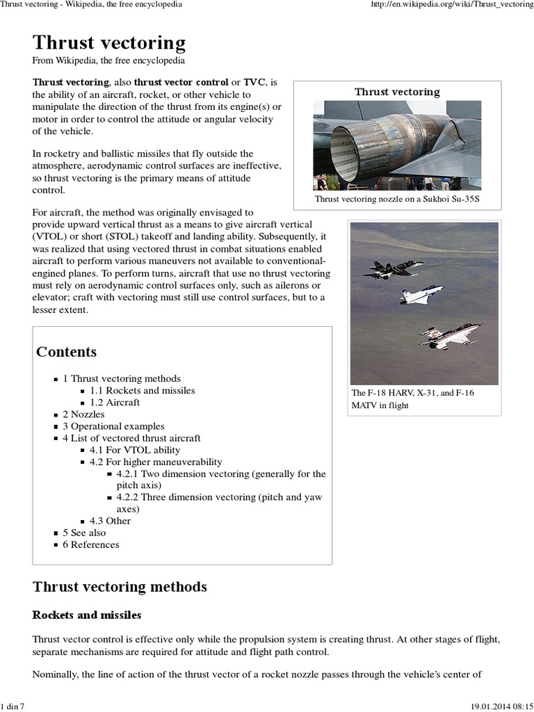 Thrust Vectoring - Wikipedia, The Free Encyclopedia | PDF | Aerospace ...