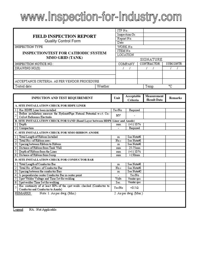 Cathodic Protection System MMO Grid of Tank Quality Control and ...