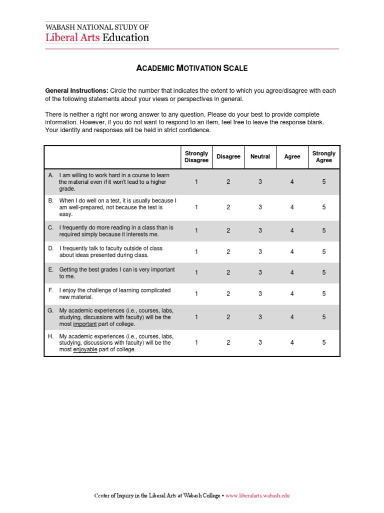 Academic Motivation Scale | PDF