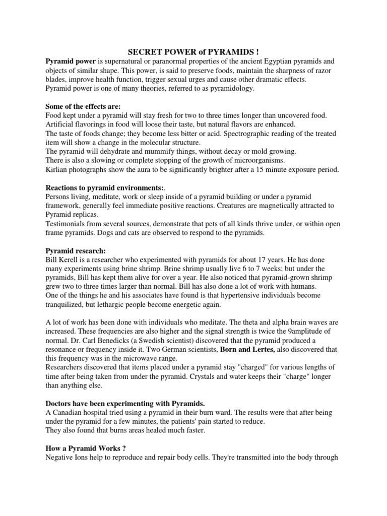 Secret Power of Pyramids | PDF | Meditation | Foods