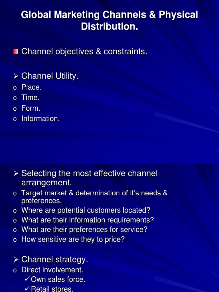 6.global Marketing Channels & Physical Distribution | PDF ...
