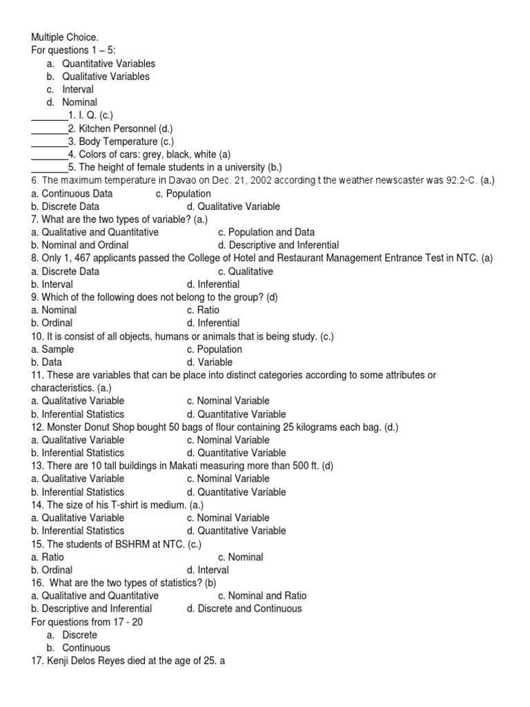 An Analysis of Multiple Choice Questions Regarding Quantitative and ...