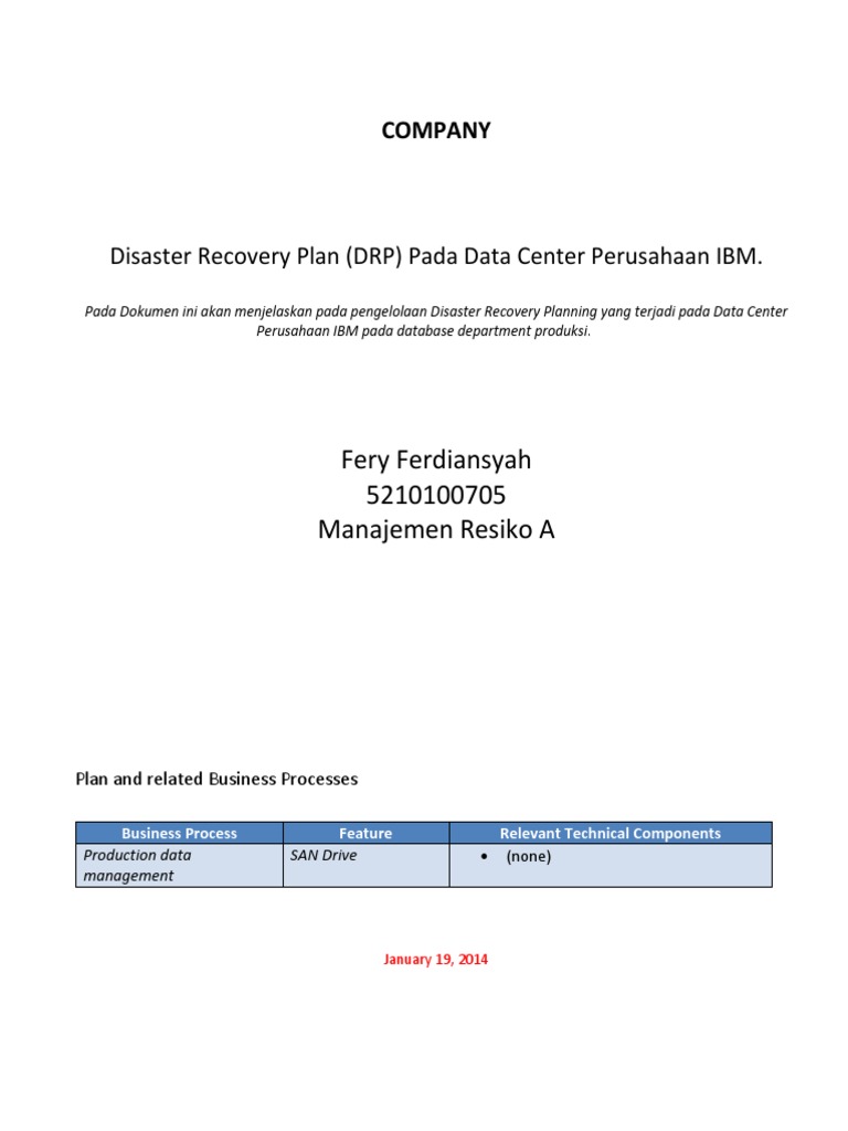 Disaster Recovery Data Center Pada IBM | PDF