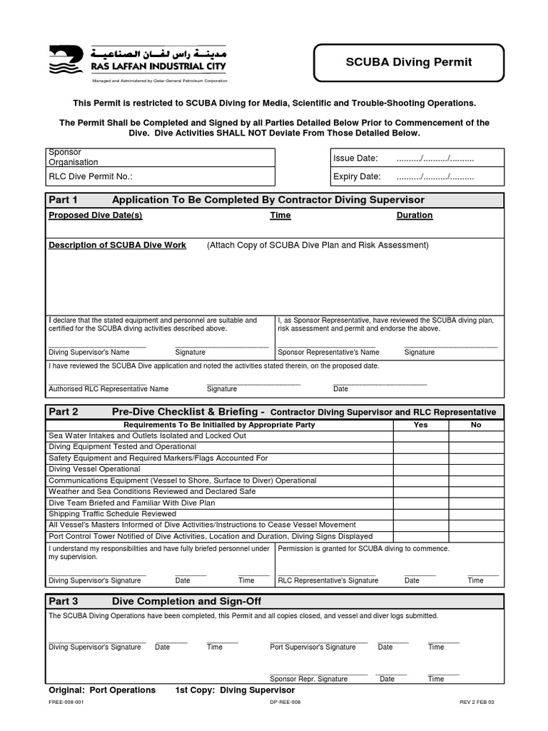 Scuba Diving Permit | Scuba Diving | Diving