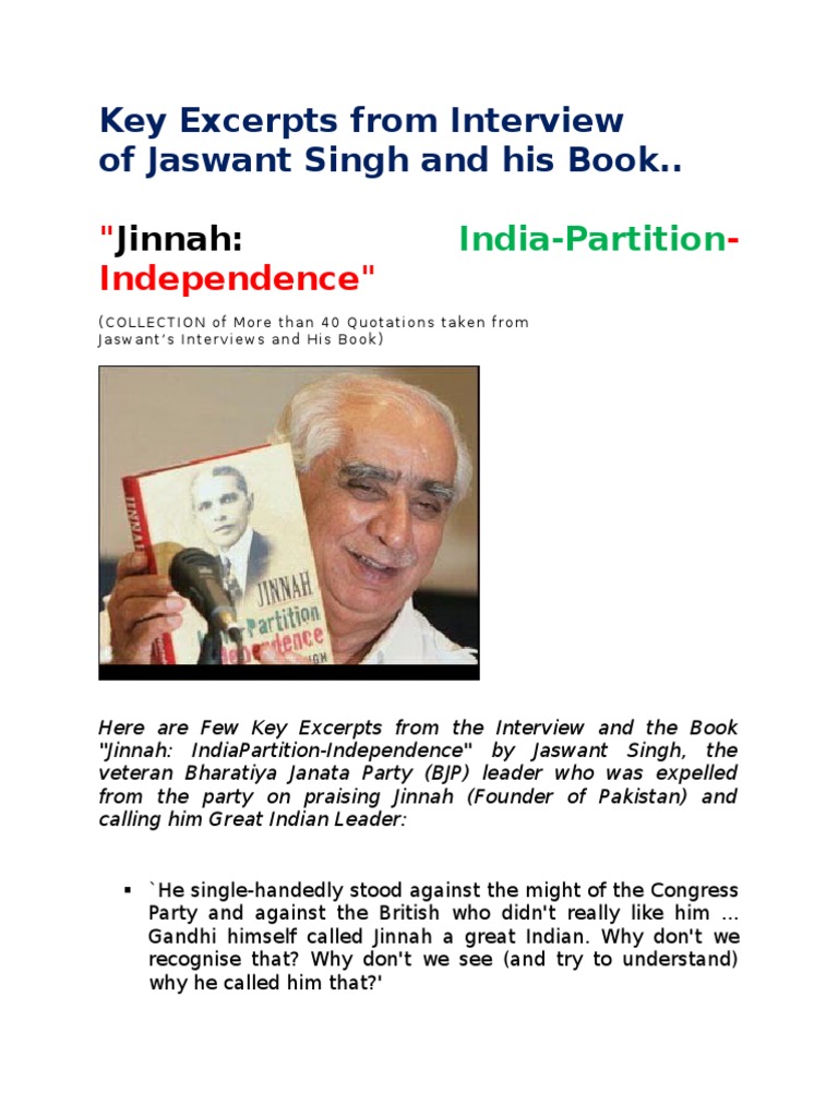 Jinnah India Partition and Independence by Jaswant Singh | PDF | Political Parties | Independent ...