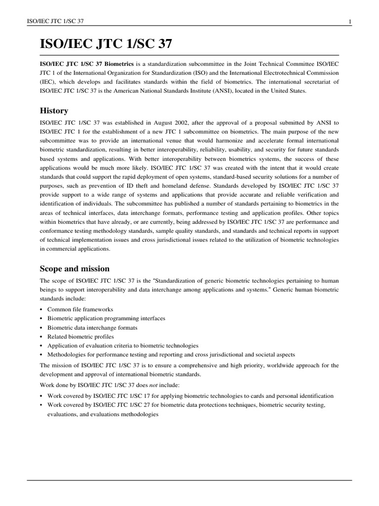 Iso-Iec JTC 1-SC 37 | PDF | Iso/Iec Jtc 1 | Computing