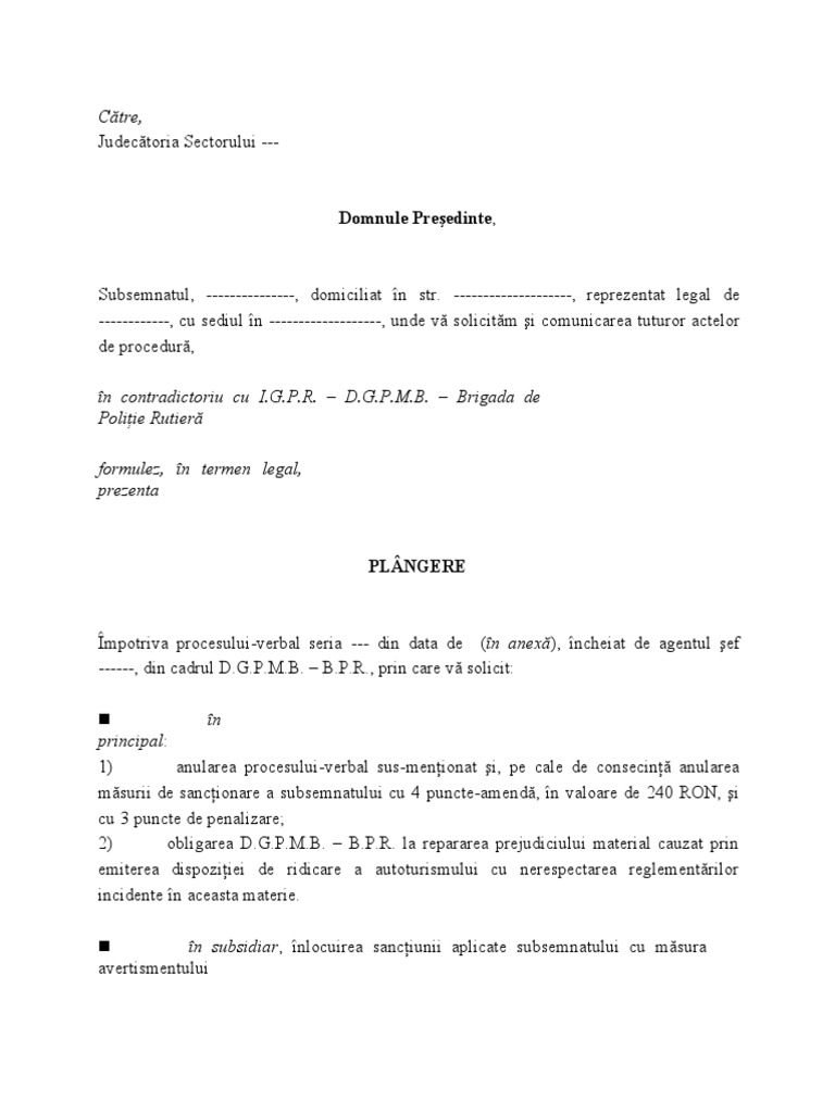 Plangere Contraventionala