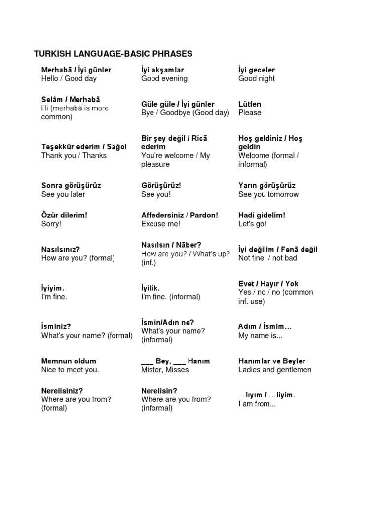 Basic Turkish | PDF