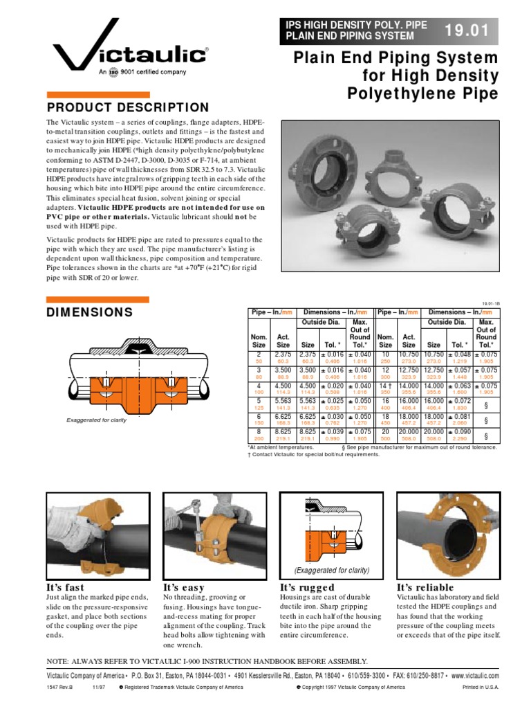 Plain End Piping System For High Density Polyethylene Pipe: Product ...