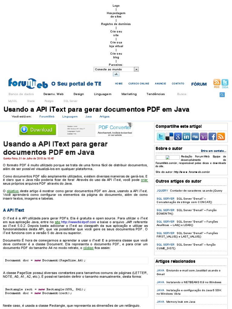 Gerando documentos PDF com a API iText em Java: uma introdução passo a ...
