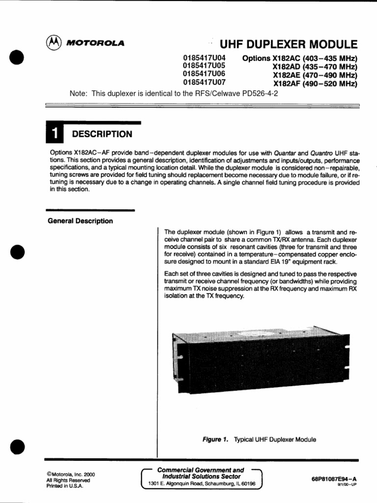 Quantar Uhf Duplexer Option | PDF