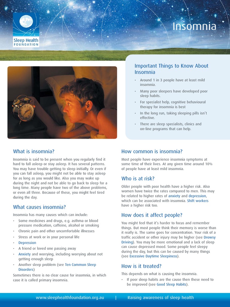 Insomnia: Important Things To Know About Insomnia | PDF | Insomnia | Sleep