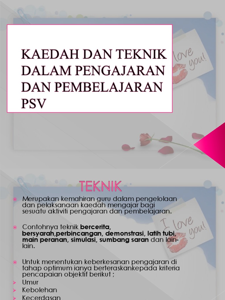 Teknik Pengajaran dan Pembelajaran PSV | PDF | Karier & Perkembangan