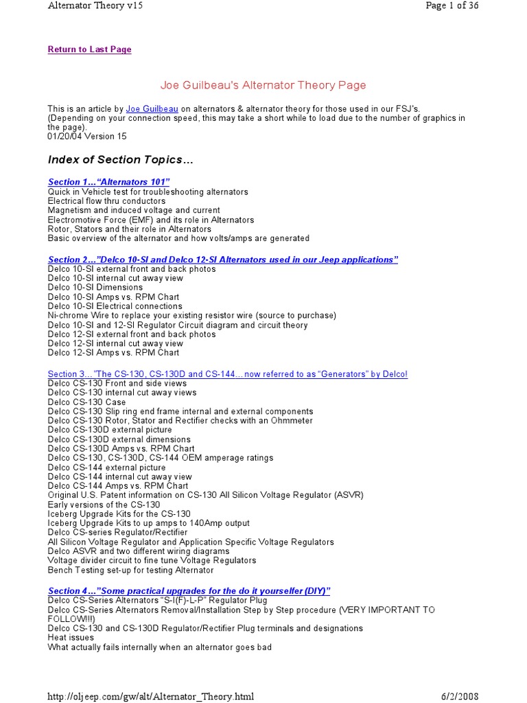 Alternator Theory Pdf Magnetic Field Rectifier