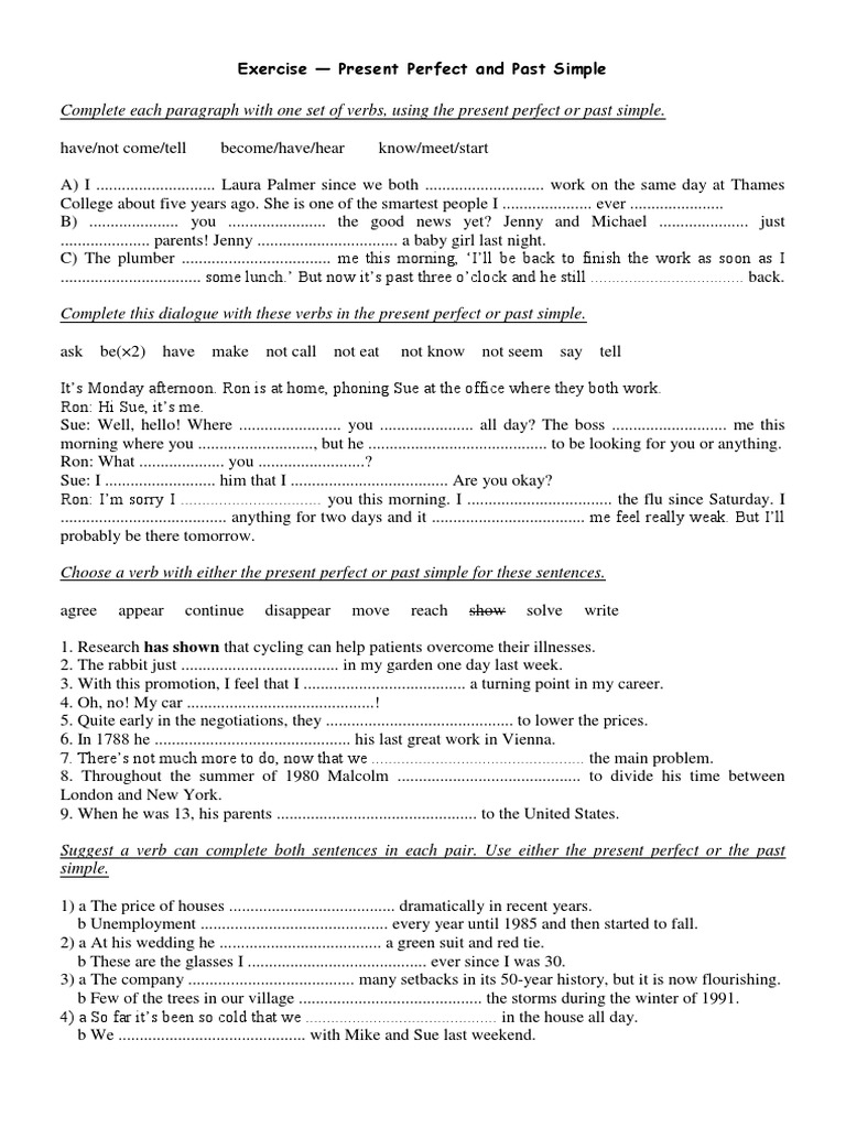 Pres - Perf.vs - Past Simple | PDF