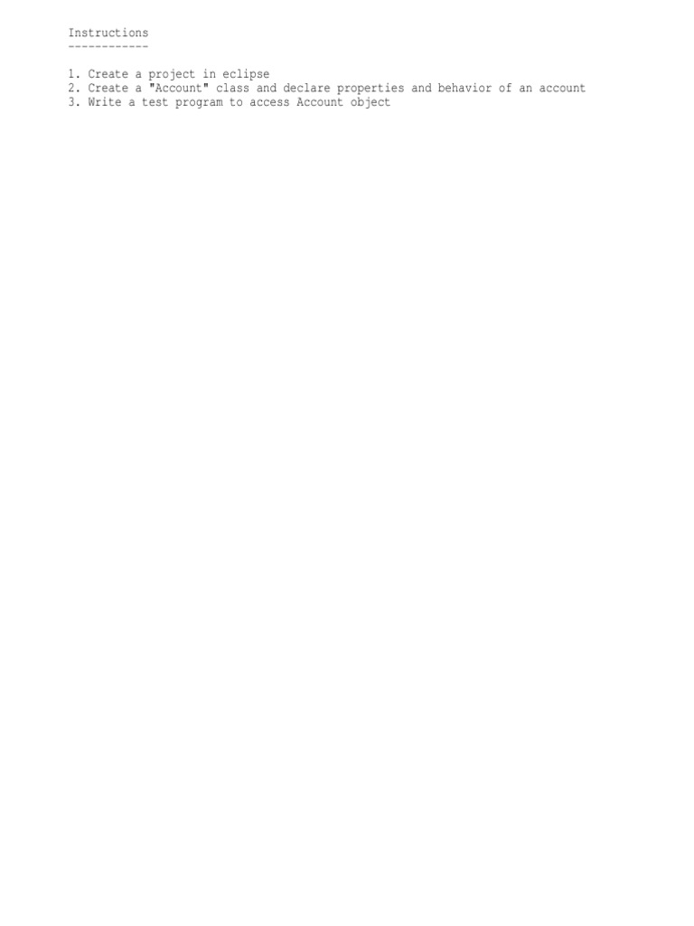 Eclipse Project: Account Class Setup | PDF | Art | Computers