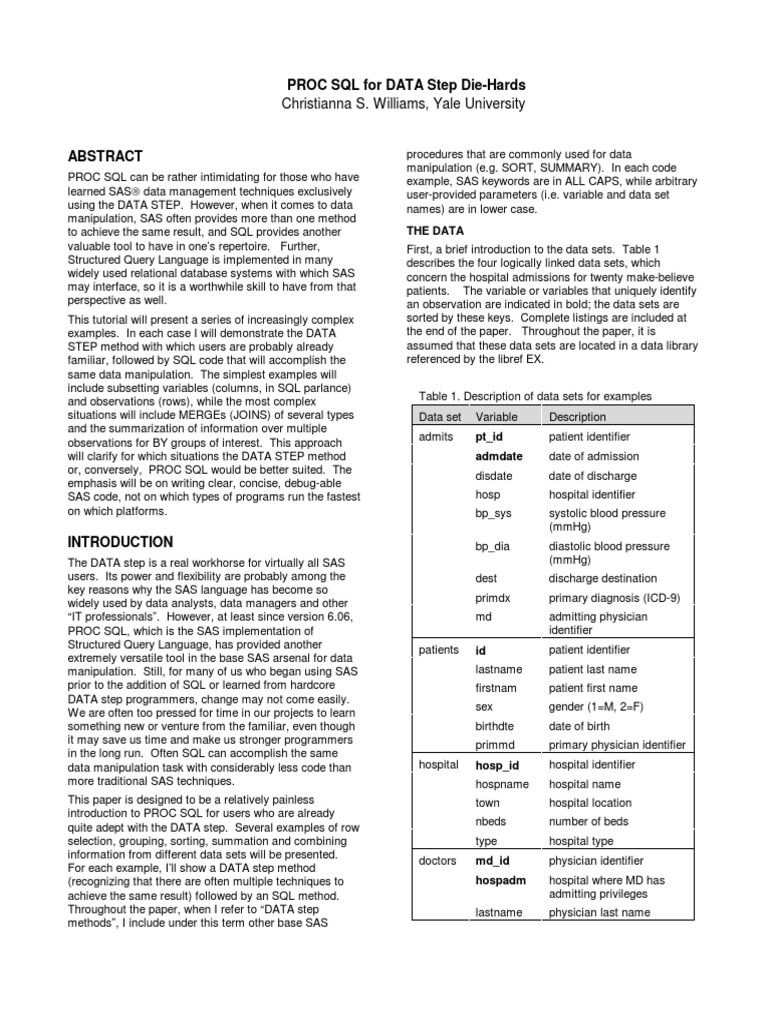 Proc Sql Subquery Download Free Pdf Sql Sas Software