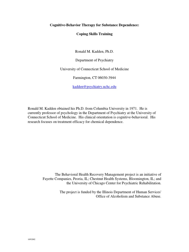 CBT Kadden | PDF | Cognitive Behavioral Therapy | Substance Abuse