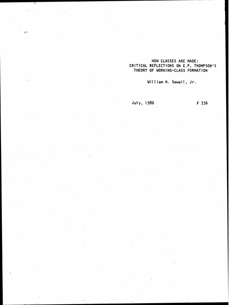 William Sewell JR - How Classes Are Made - Critical Reflections On EP ...