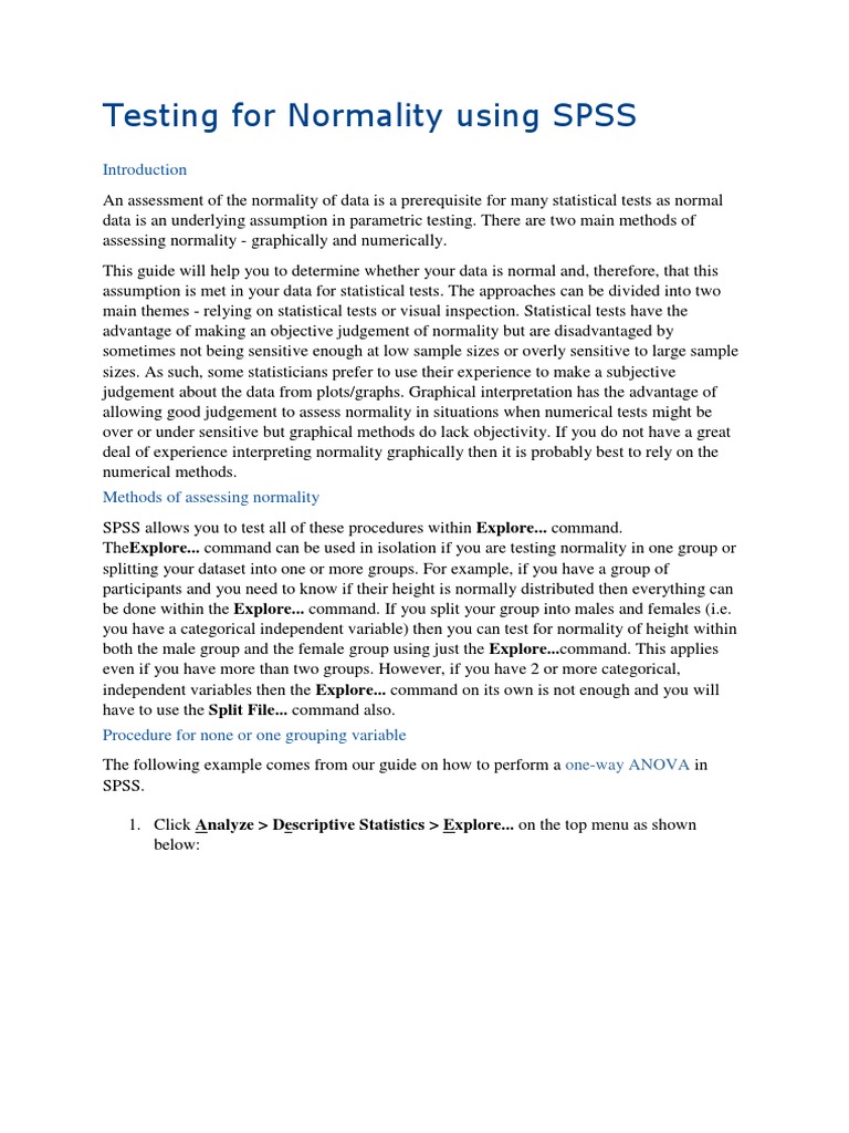 Testing For Normality Using SPSS | PDF | Normal Distribution | Spss