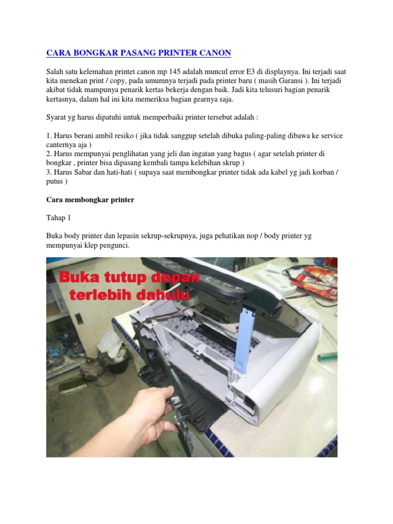 Cara Bongkar Printer Canon Pixma MP145 | PDF | Teknologi & Rekayasa