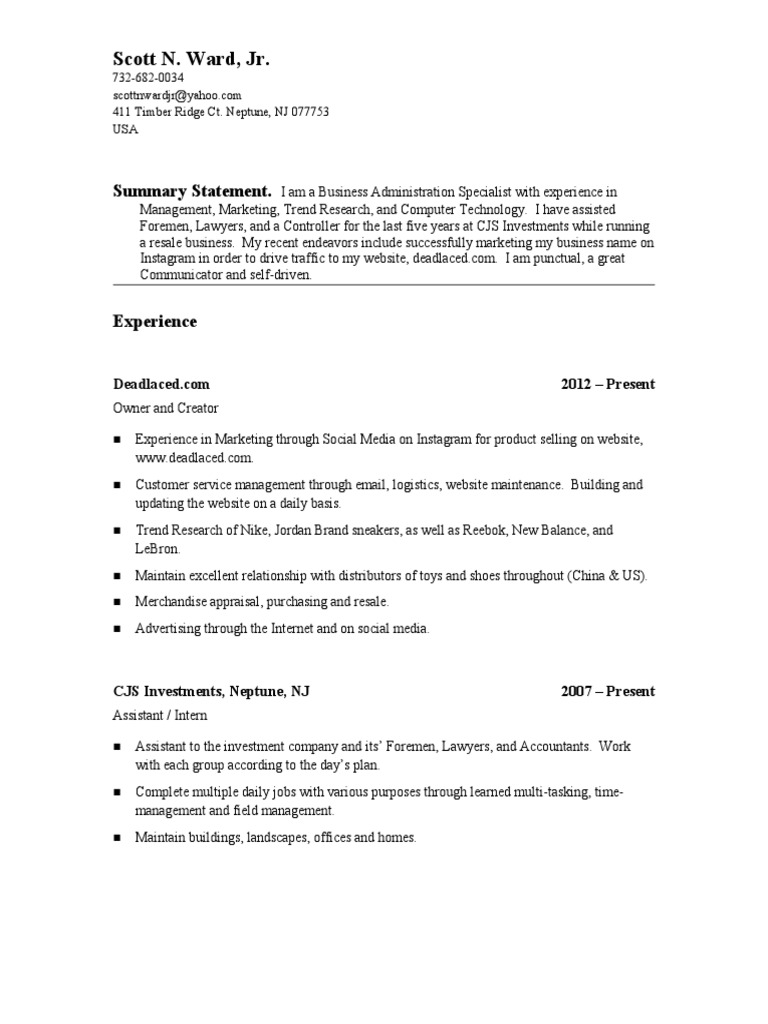 Scott N Ward Resume | PDF